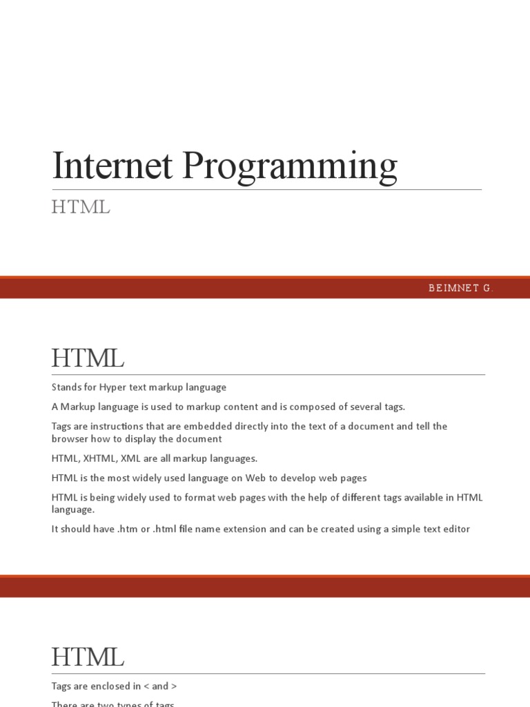 Internet Programming Html Pdf Html Element Html 5754