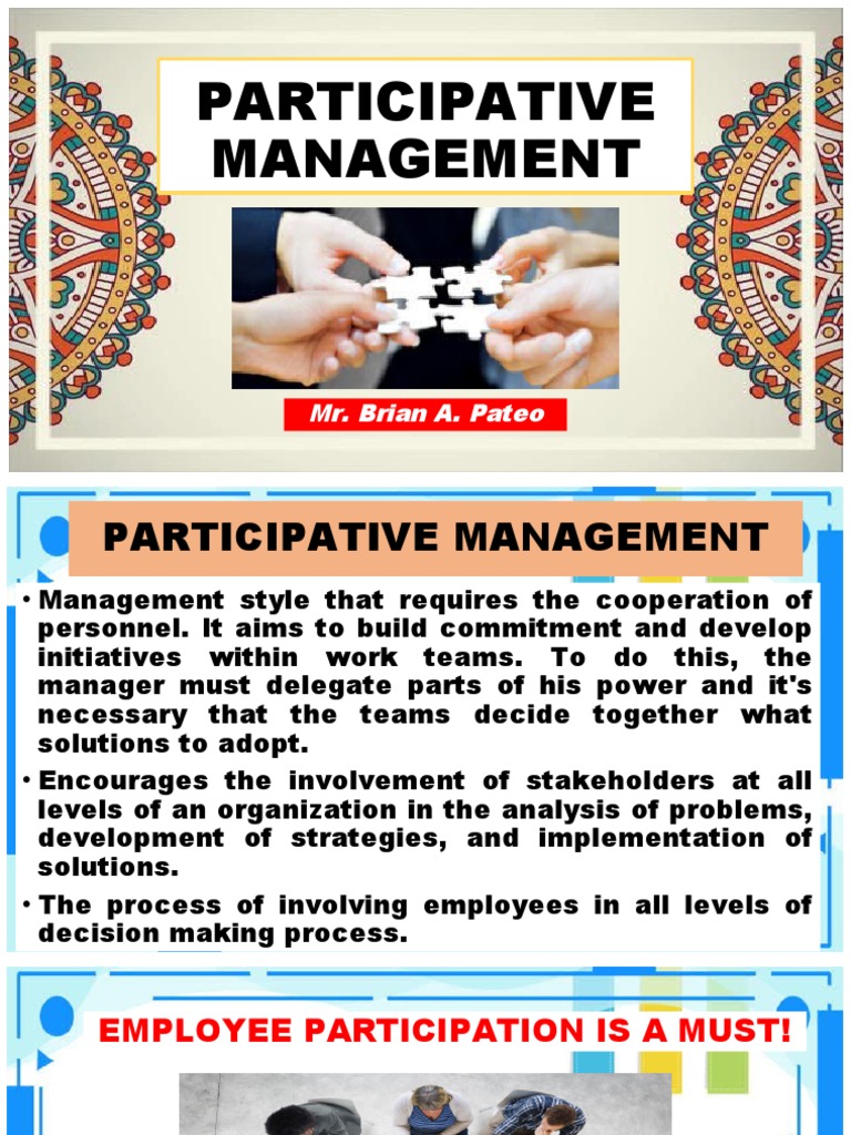 Participative Management: Mr. Brian A. Pateo | PDF | Decision Making ...
