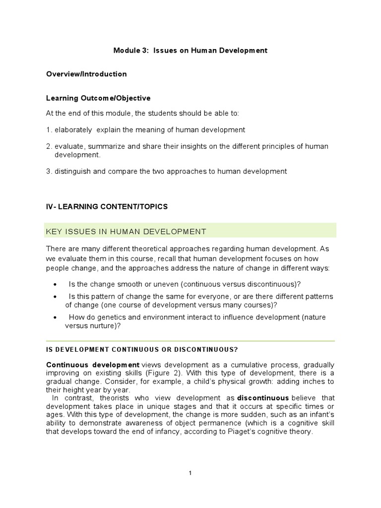 Module 3 Issues Human Development | PDF | Developmental Psychology ...