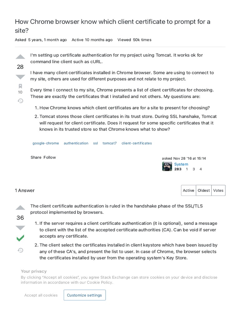Chrome Client Certificate Selection | PDF | Public Key Certificate ...