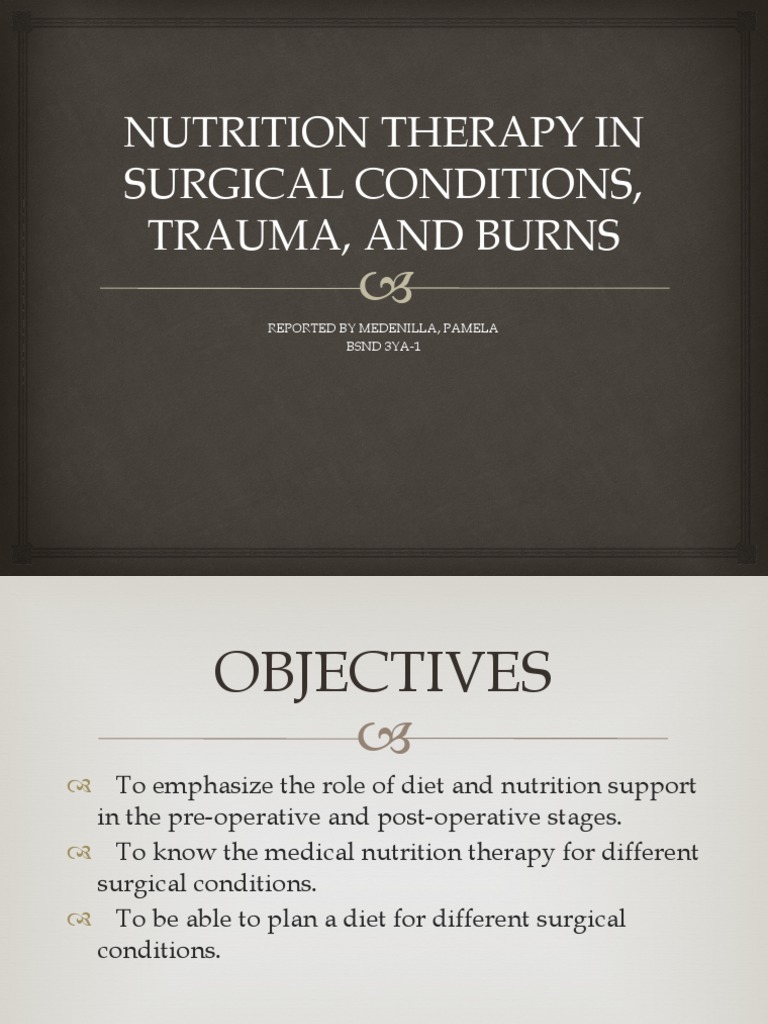 Nutrition Therapy in Surgical Conditions, Trauma | PDF | Wellness