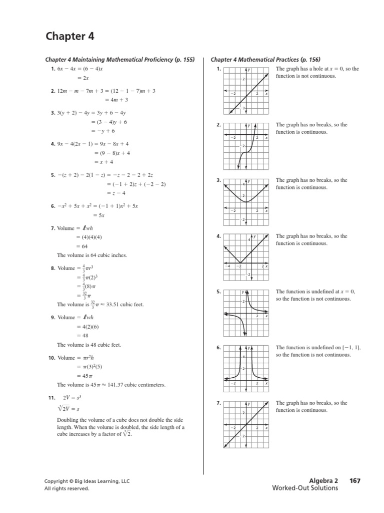 Chapter 4 Maintaining Mathematical Profi Ciency (P. 155) Chapter 4 ...