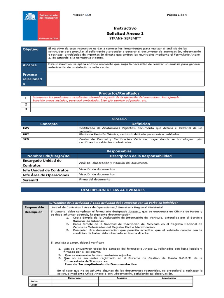 Instructivo Anexo 1 | PDF