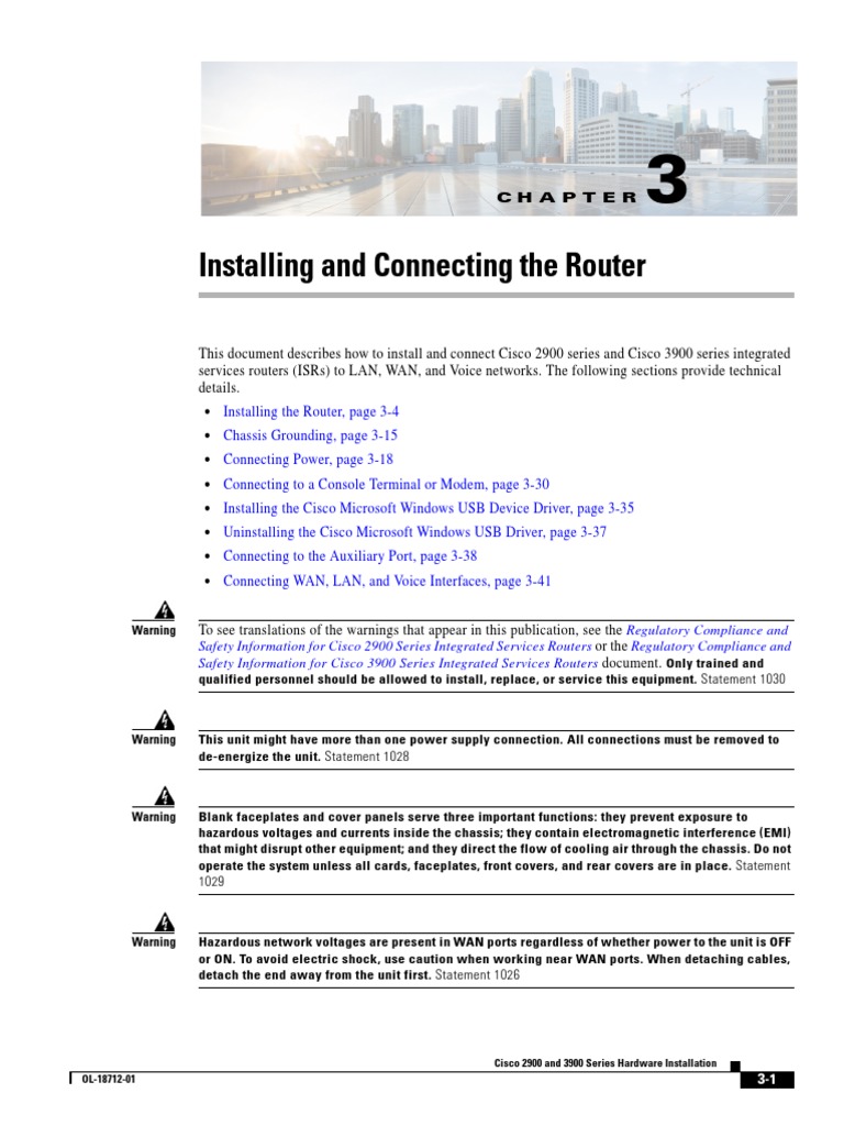 Installing and Connecting Cisco 2921 Router | PDF | Router (Computing ...