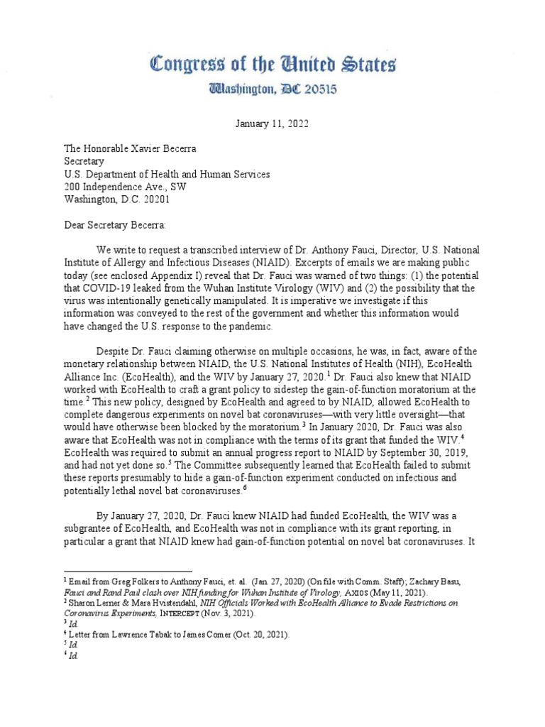 GOP Letter To Becerra On 2020 Emails | PDF