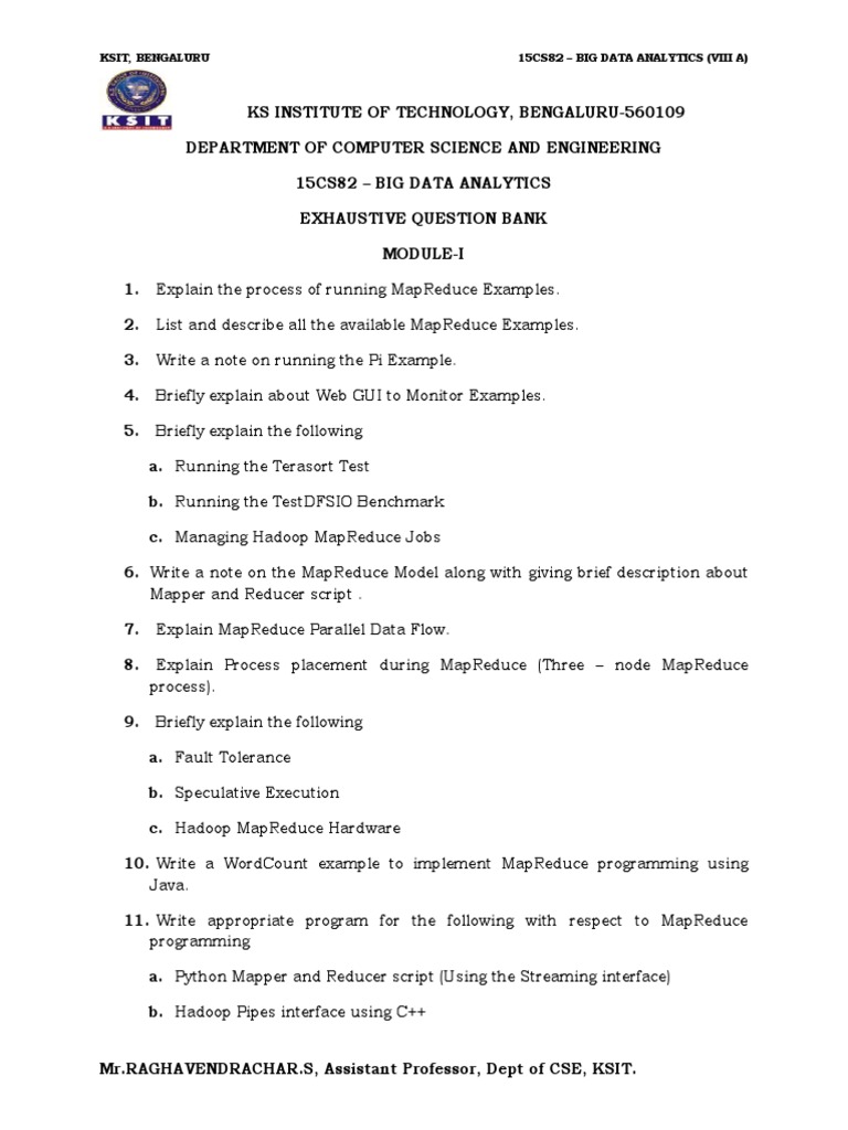 BDA - MODULE - 1 (HALF) and MODULE - 2 | PDF | Apache Hadoop | Map Reduce