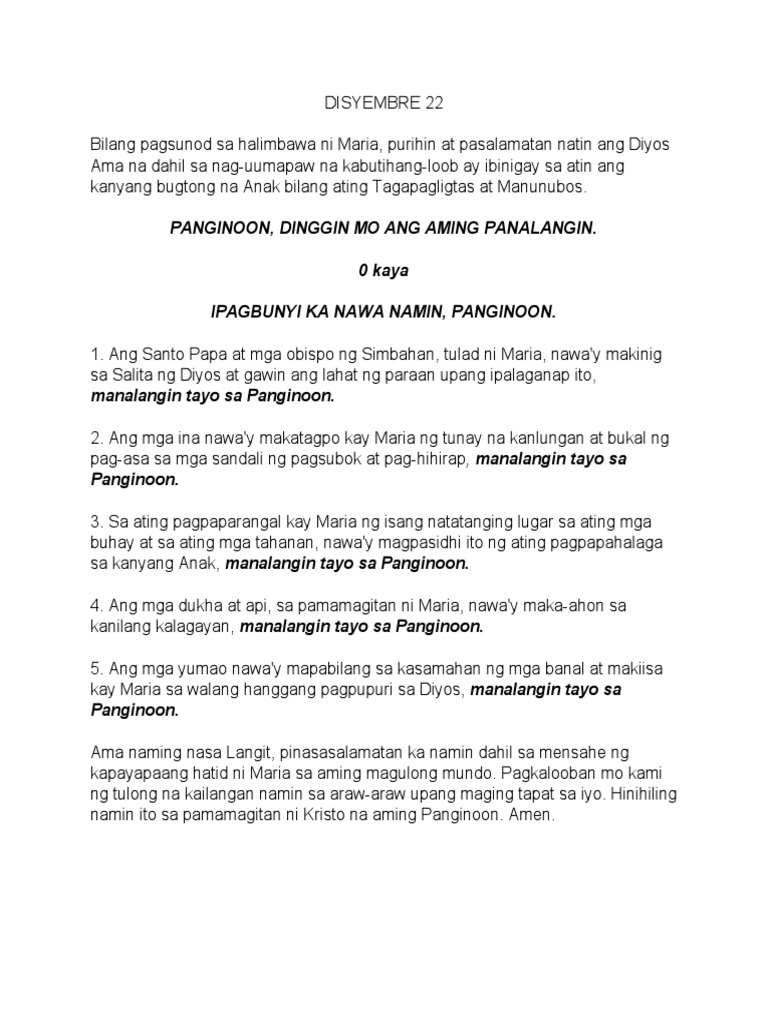 Panalangin NG Bayan | PDF