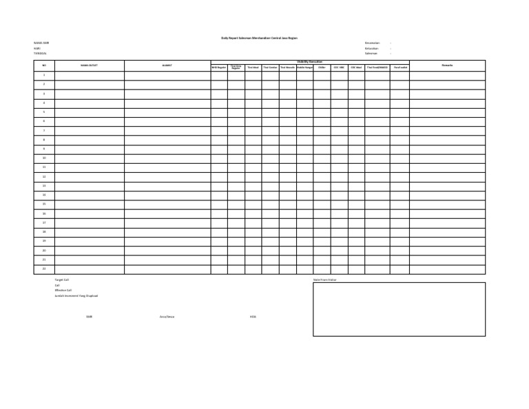 Form Absen SMR Daily | PDF