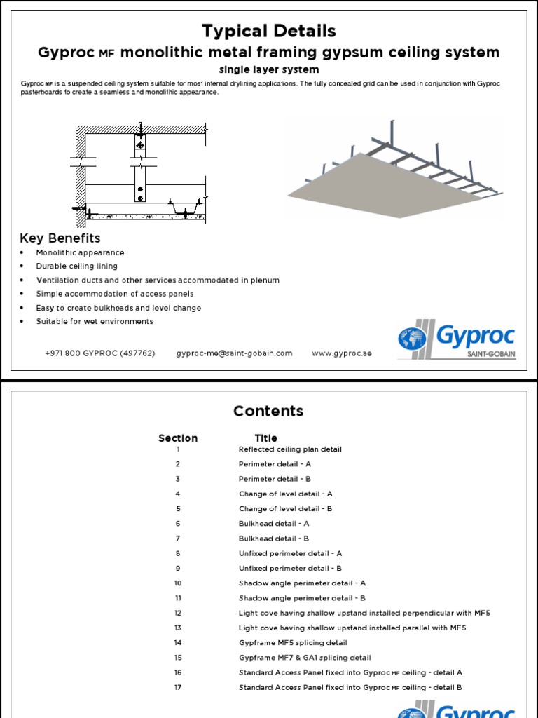 Gyproc MF Ceiling System Details | PDF | Drywall | Screw