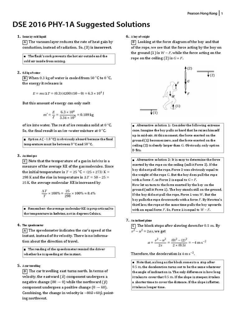 2016 Dse Phy-1a Soln | PDF | Wavelength | Waves