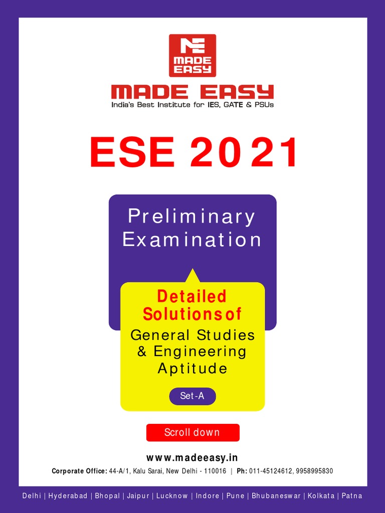 Preliminary Examination: Detailed Solutions of | PDF | Engineering ...