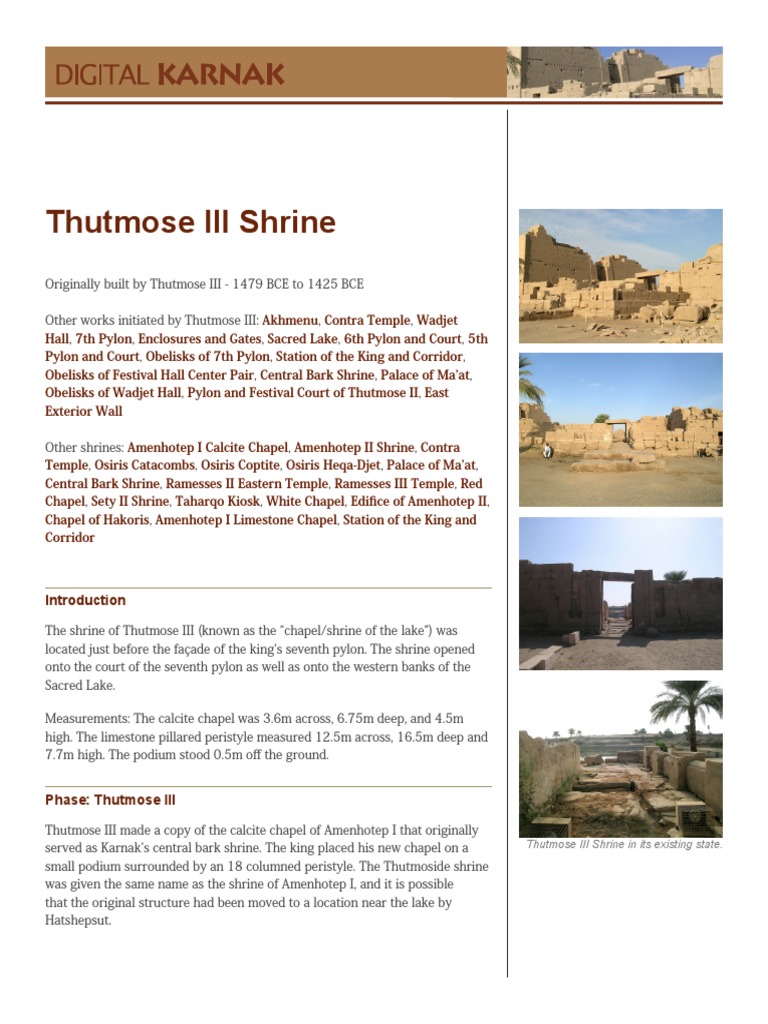 Thutmose III Shrine in Its Existing State | PDF | Hatshepsut | Ancient ...