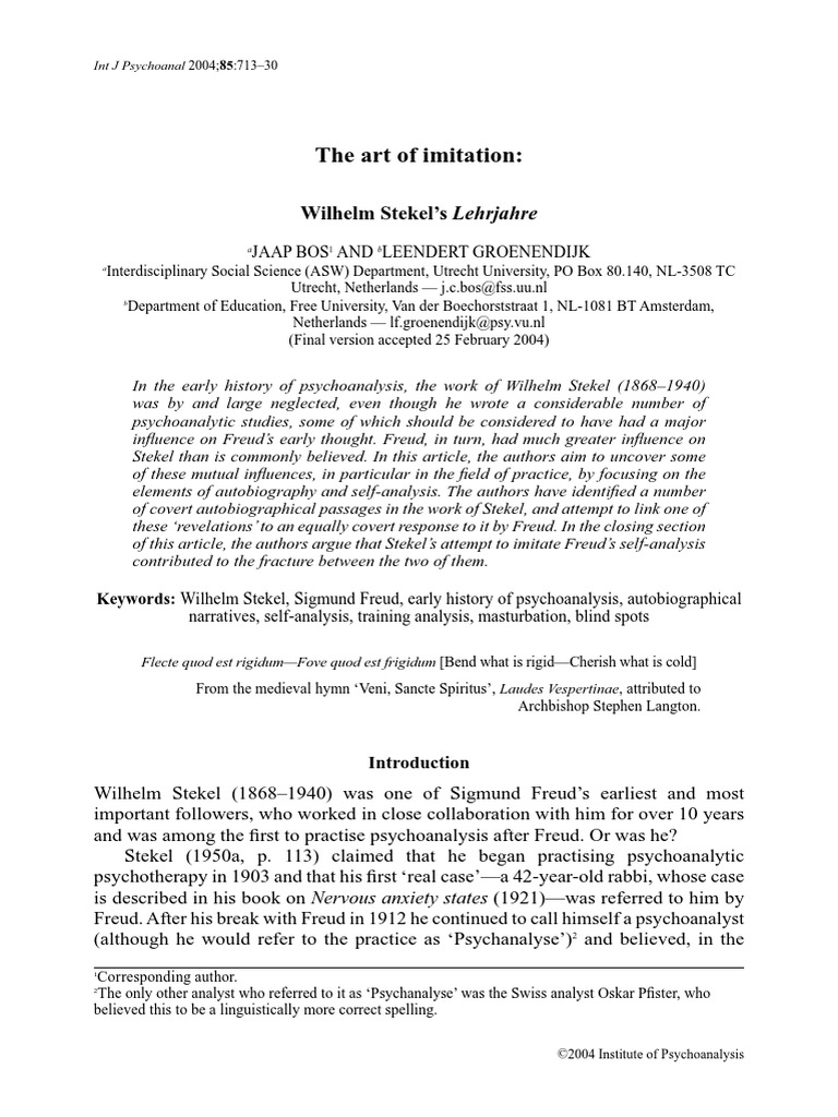 The Art of Imitation | PDF | Psychoanalysis | Sigmund Freud