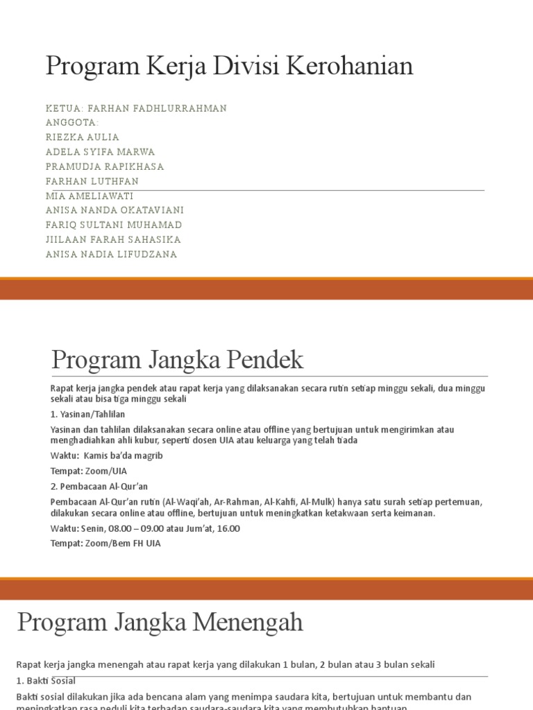 Program Kerja Divisi Kerohanian | PDF | Agama & Spiritualitas