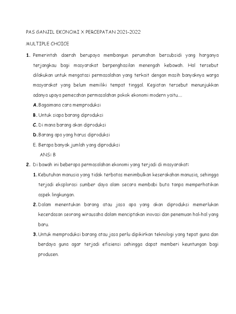 Soal PAS EKO X | PDF