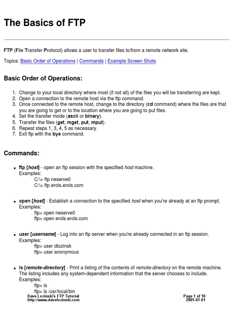 The Basics of FTP: Basic Order of Operations | Download Free PDF | File ...