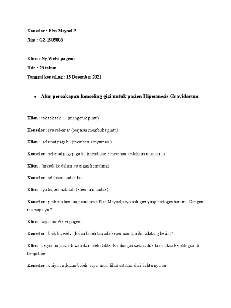 Format Konseling Gizi (Elsa) | PDF