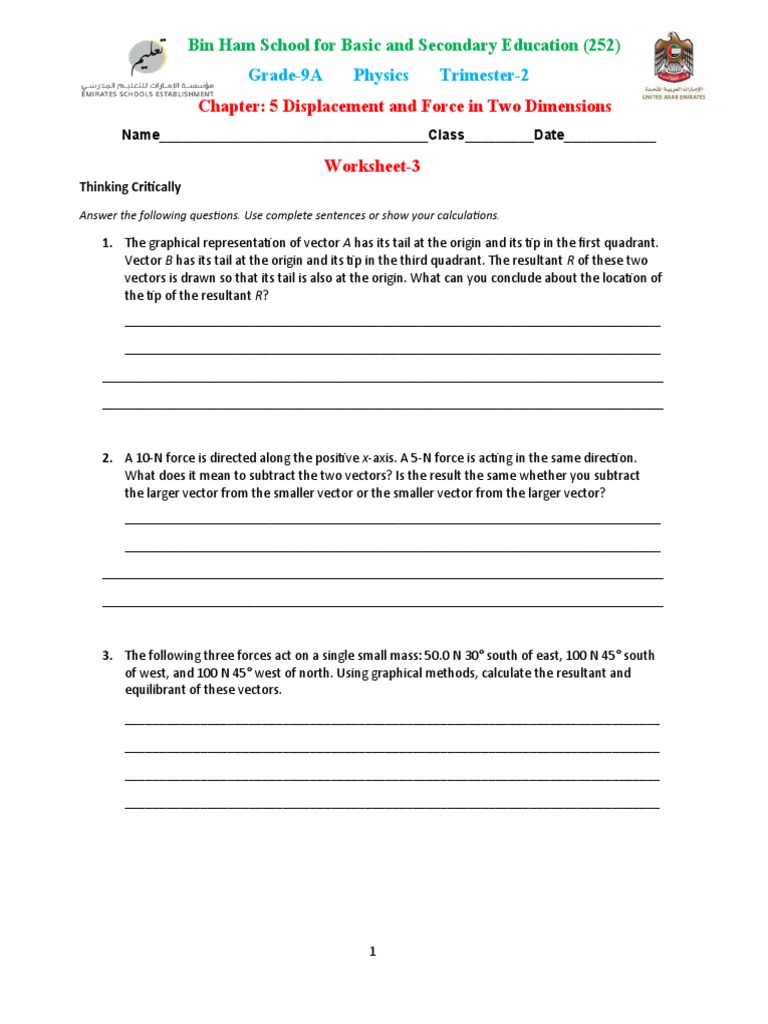 Displacement and Force in Two Dimensions-3 | PDF | Euclidean Vector | Force