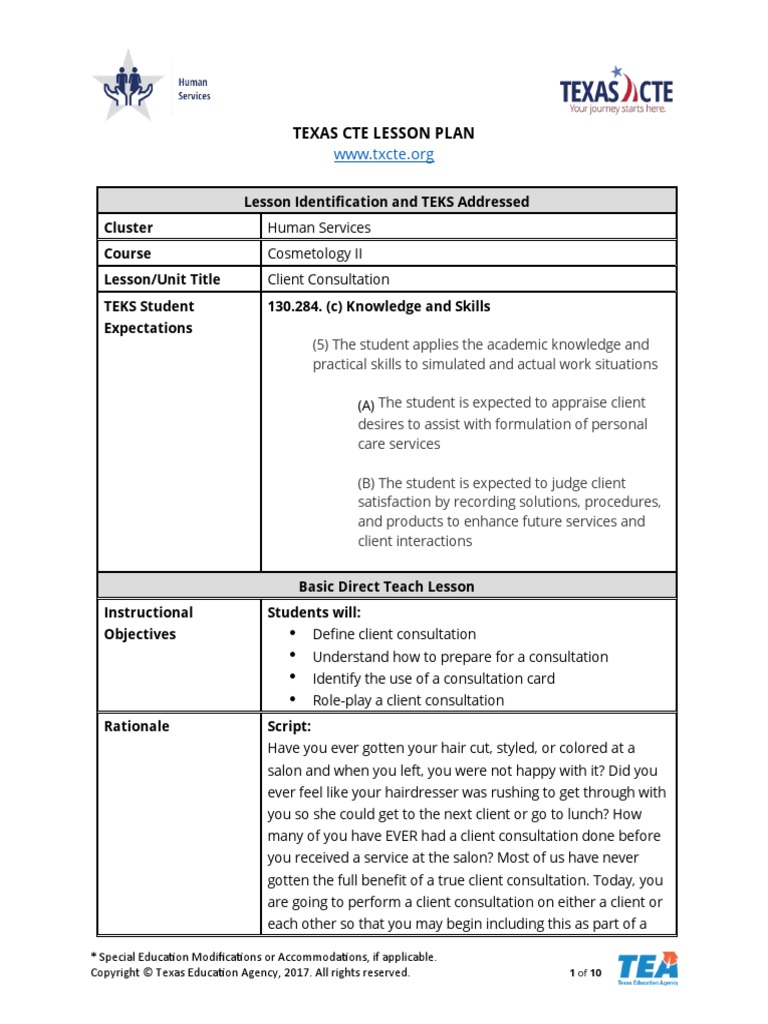 Lesson Plan Client Consultation | PDF | Special Education ...