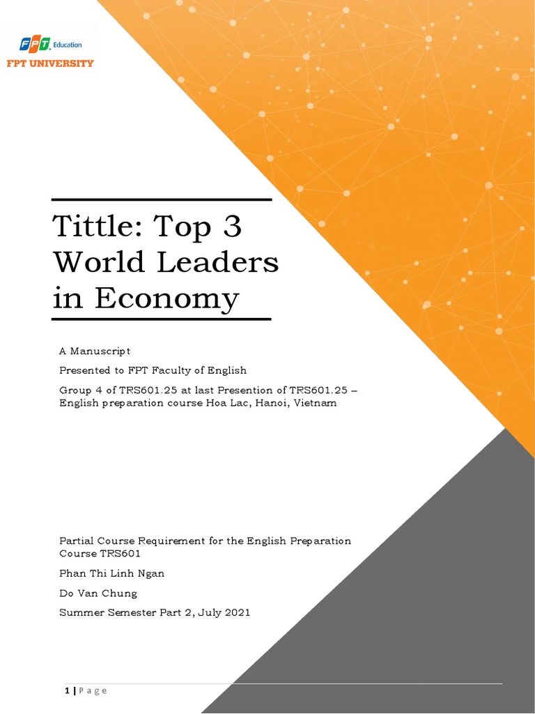 Final Presentation of Group 4.TRS601.25 Title Top 3 World Leaders in ...