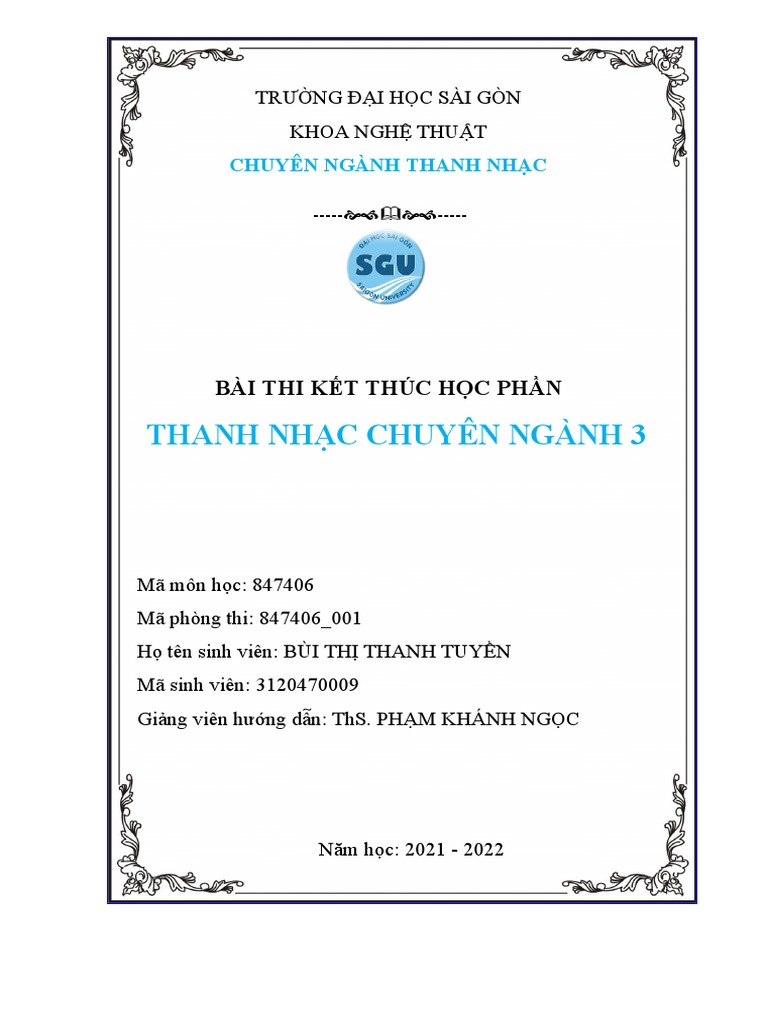 Bài Thi KTHP Thanh Nhac 3 | PDF