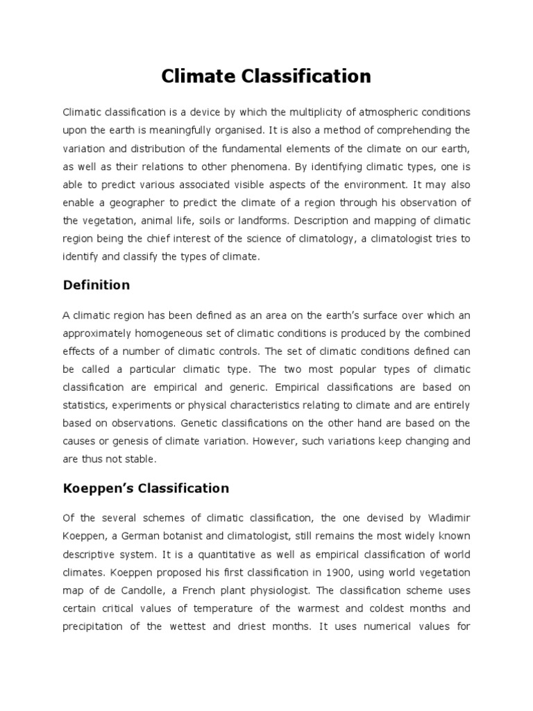 Climate Classification Overview | PDF | Climate | Subtropics