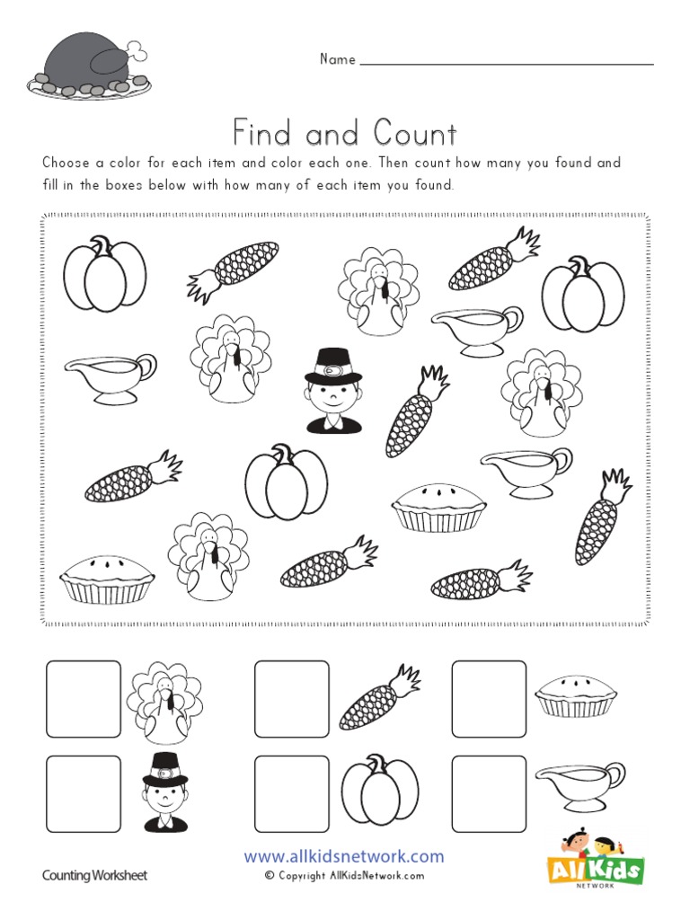 Thanksgiving Find and Count Worksheet | PDF | Law | Art