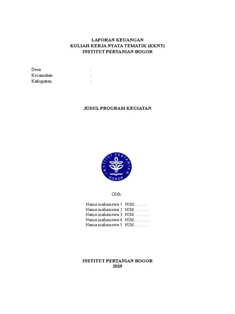 Format SPJ Keuangan KKNT 2019 | PDF