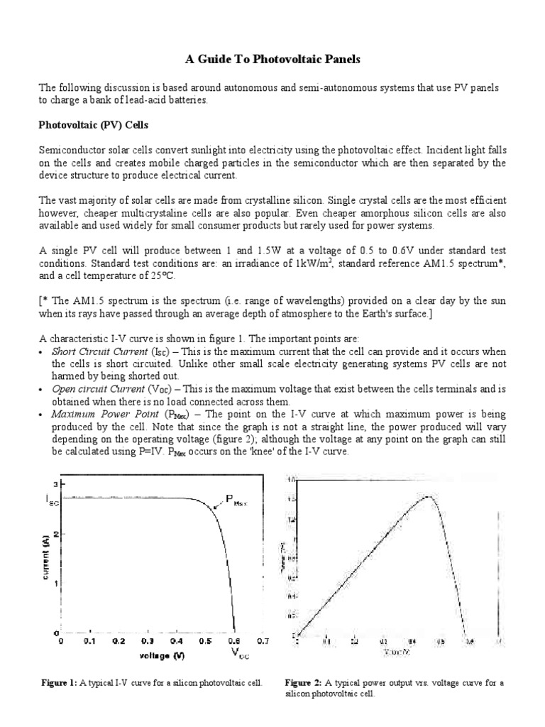 A Guide To Photovoltaic Panels | PDF | Photovoltaics | Series And ...