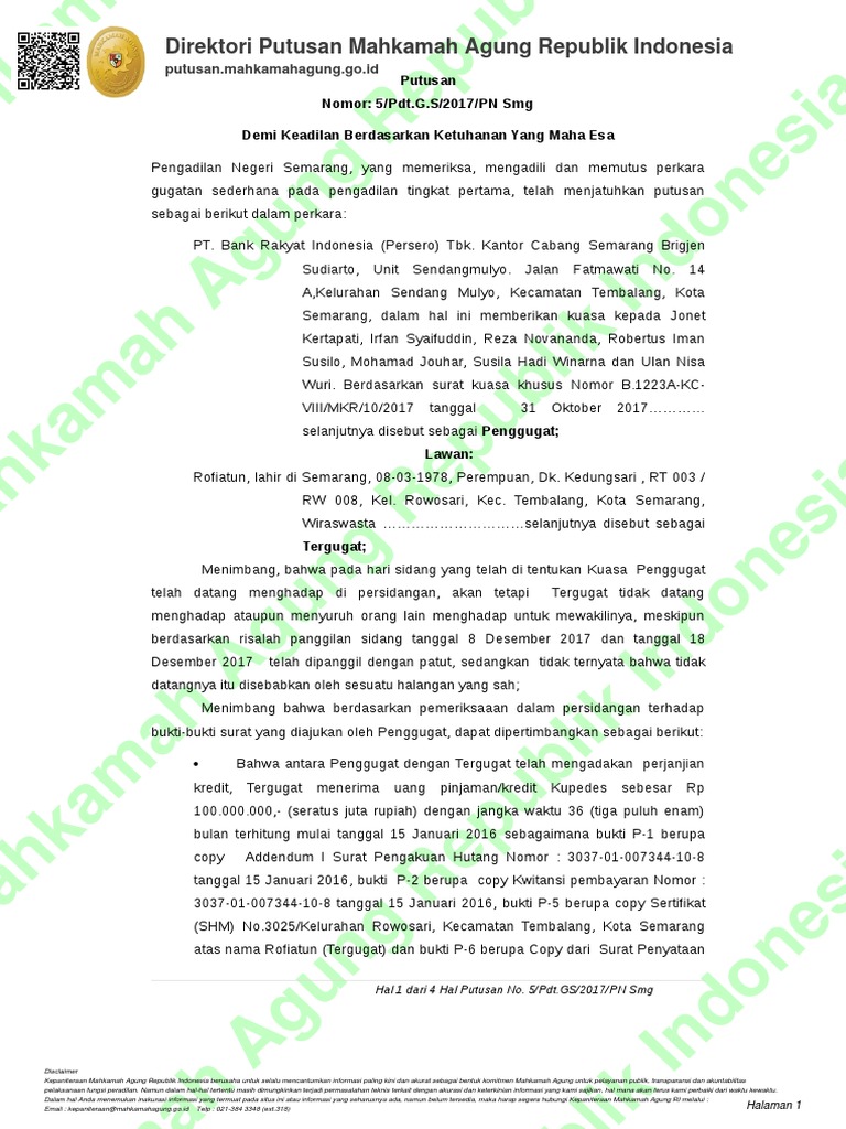 Putusan Perkara 5/Pdt.G.S/2017 | PDF