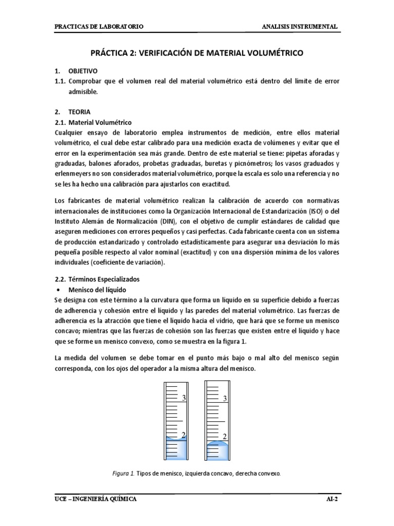 Práctica 2 Verificación Material Volumétrico | PDF | Calibración | Líquidos