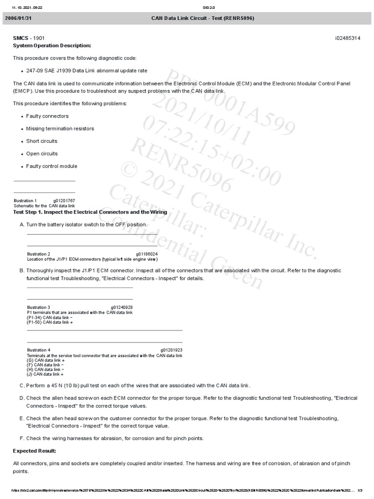 CAN Data Link Circuit - Test (RENR5096) | PDF | Electrical Connector ...