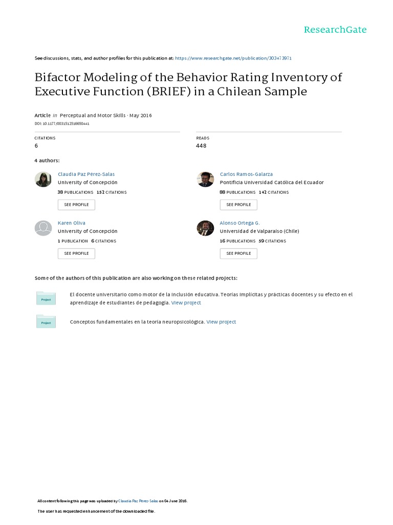 Bifactor Modeling of The Behavior Rating Inventory | PDF | Factor ...