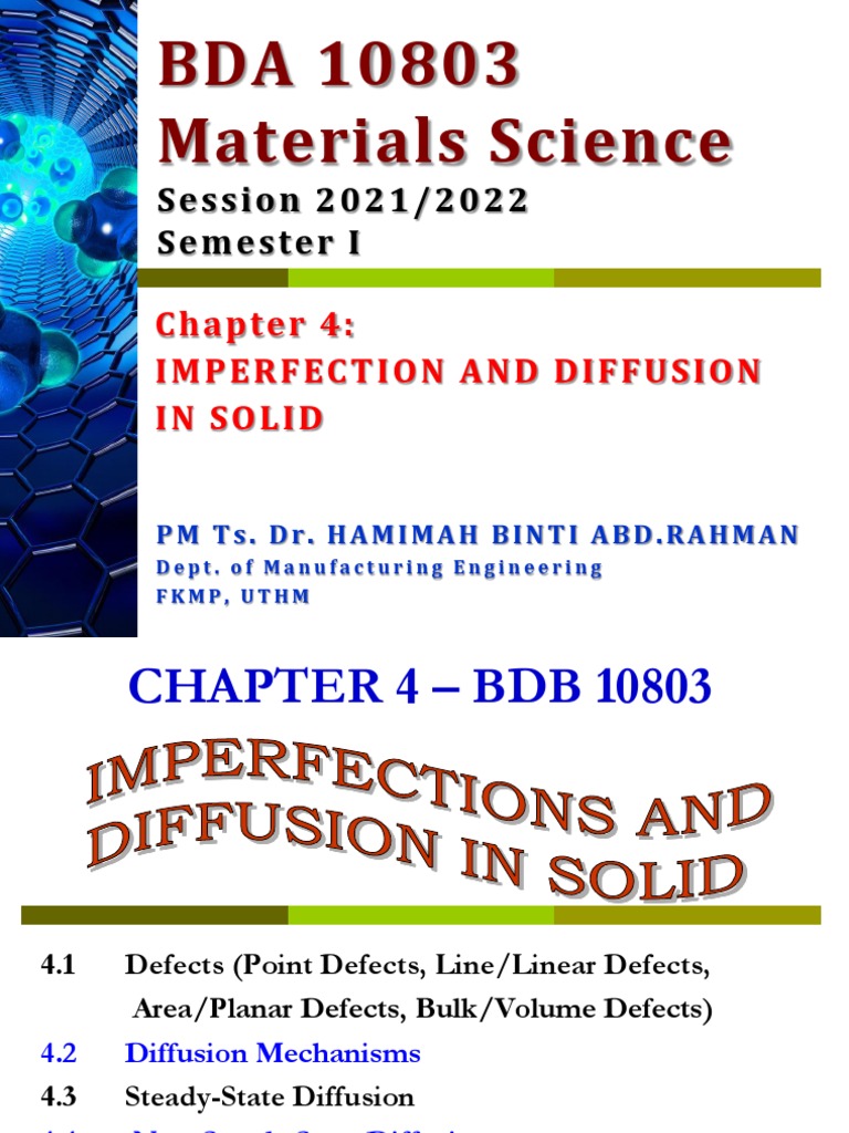 Chapter4 Imperfectiondiff. - Bda10803 28i 20212022 29 | PDF | Dislocation | Crystallite