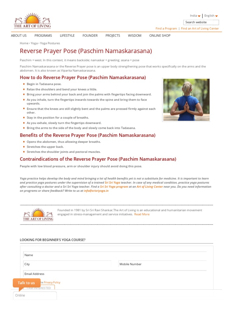 How To Do Reverse Prayer Pose (Paschim Namaskarasana) | PDF | Asana | Yoga