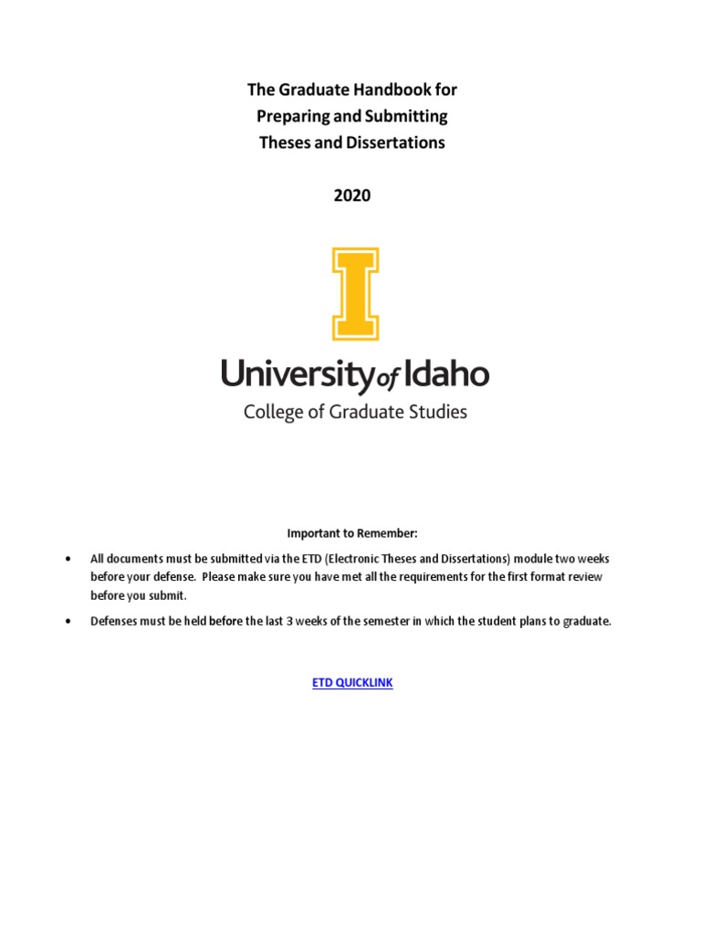 Thesis and Dissertation Handbook | PDF | Thesis | Copy Editing