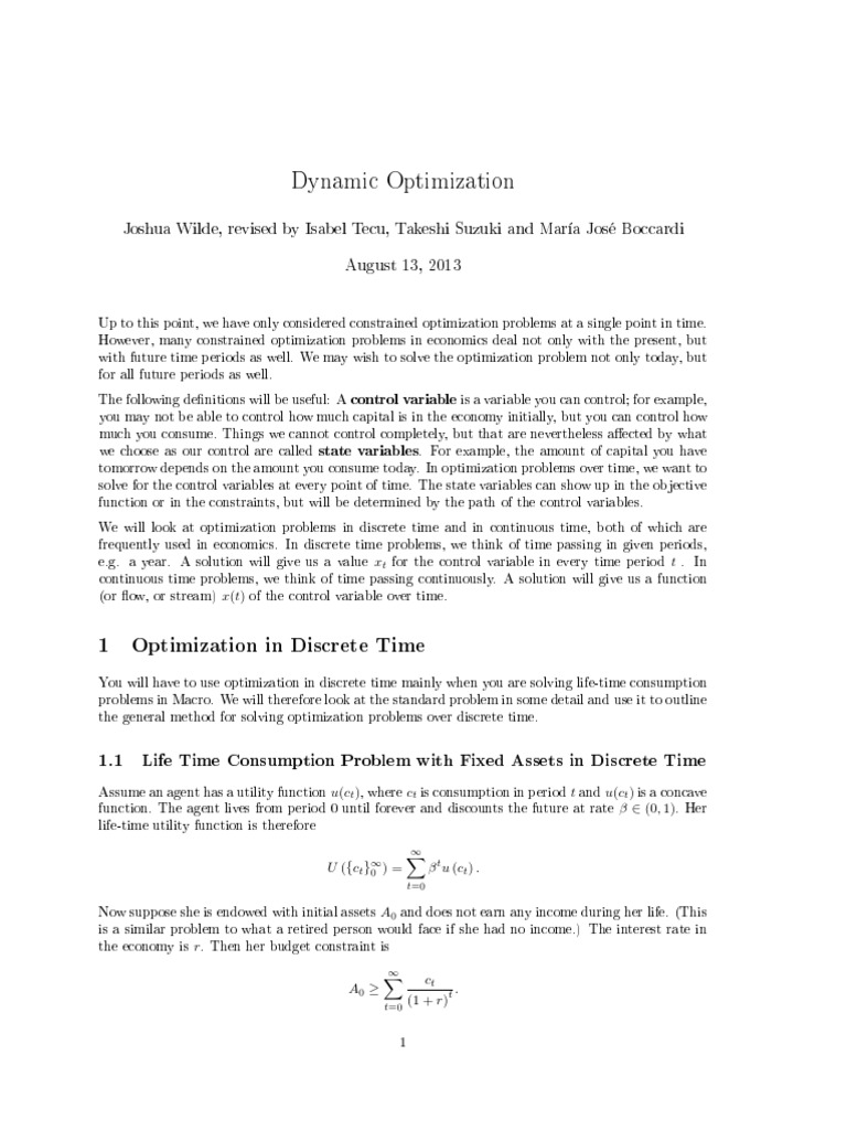 Optimizing Consumption Over Time: Solving Discrete and Continuous ...