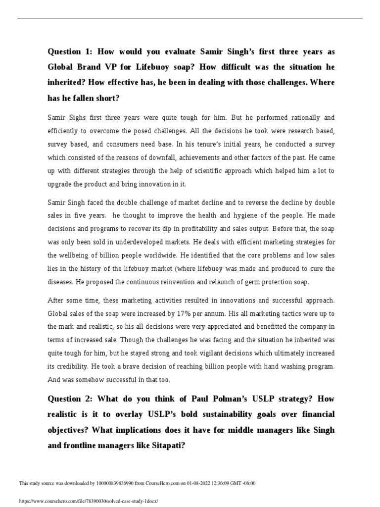 Solved Case Study 1 | PDF | Marketing | Brand Solved Case Study 1 | PDF | Marketing | Brand