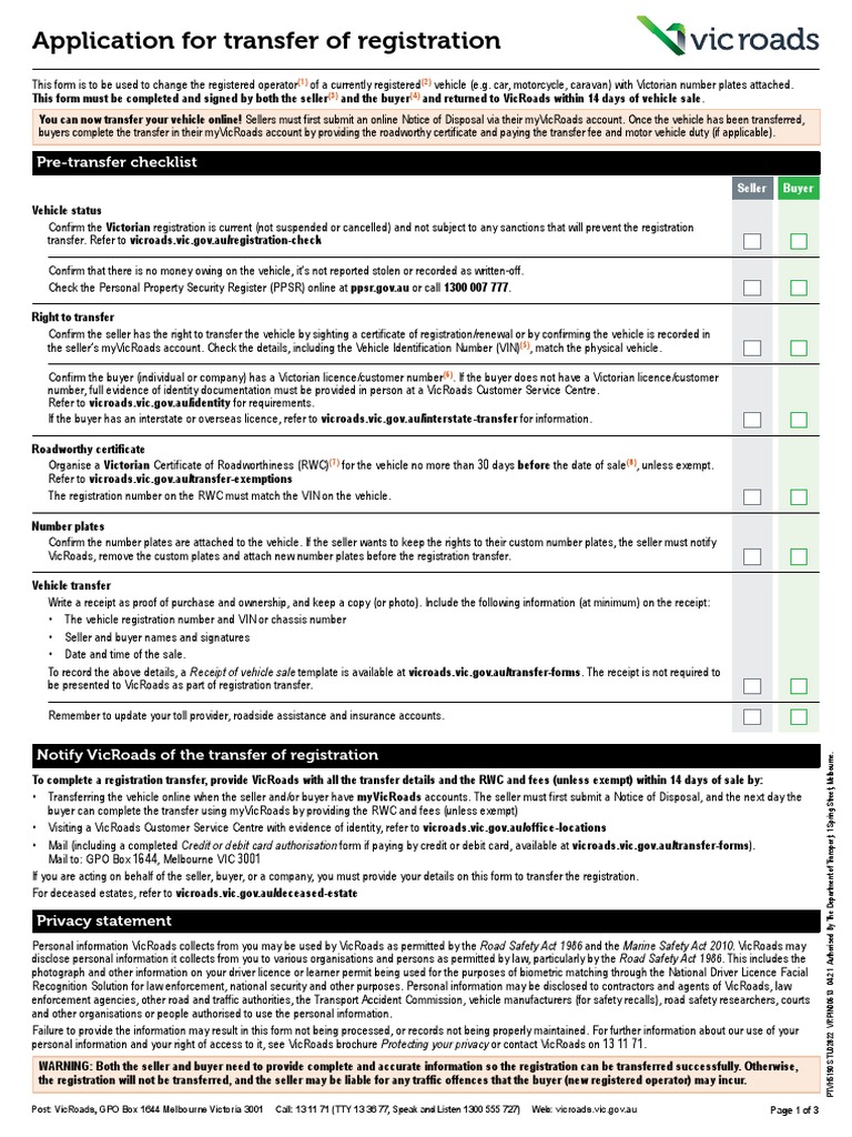 Vehicle Registration Transfer Guide | PDF | Transport | Vehicles