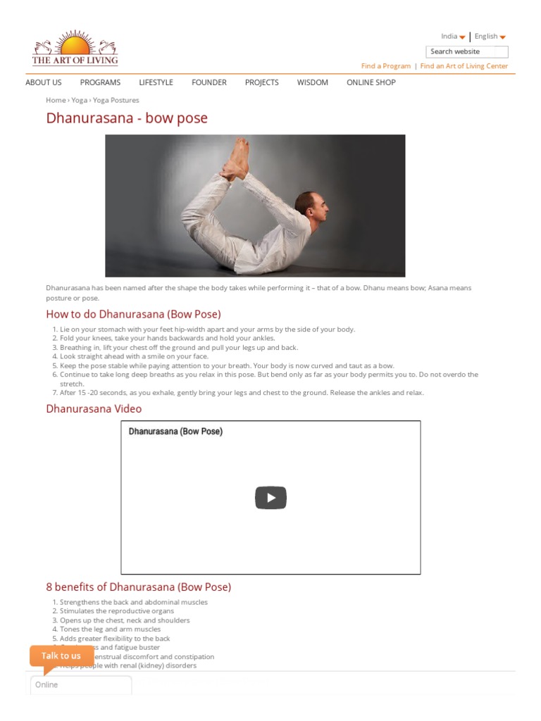 The Benefits of Dhanurasana (Bow Pose) and Contraindications for this Yoga Asana | PDF | Asana ...