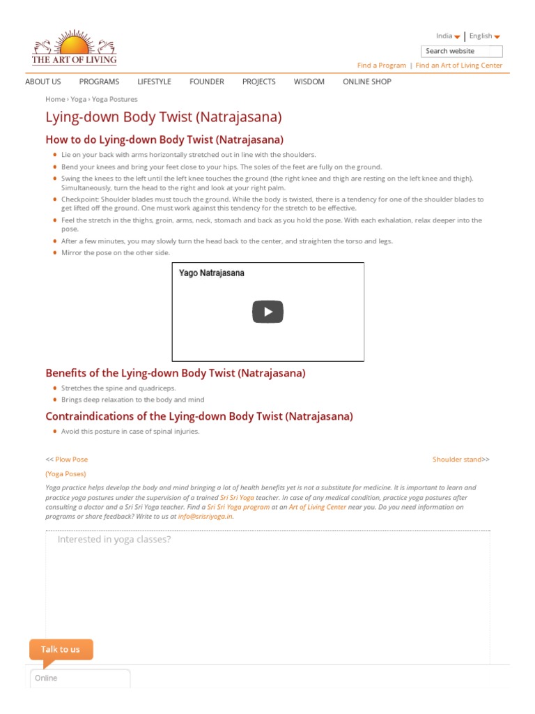 Lying-Down Body Twist | PDF | Asana | Physical Exercise