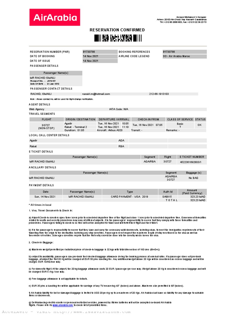 Itinerary Email v2 20211114153031616-1 | PDF | Travel Visa | Baggage