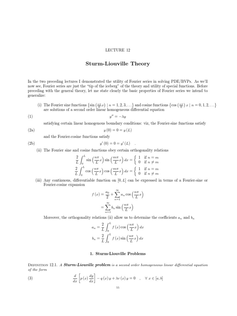 Sturm Liouville Theory | Eigenvalues And Eigenvectors | Trigonometric ... Sturm Liouville Theory | Eigenvalues And Eigenvectors | Trigonometric ...