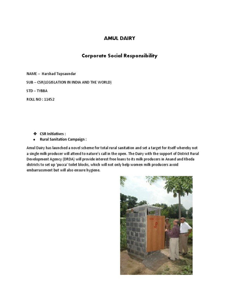 CSR AMUL Project by Harshad Tupsaundar | PDF | Corporate Social ...