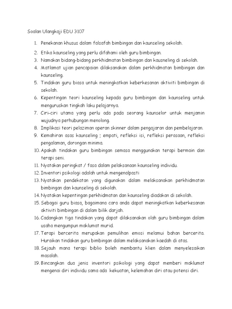 Soalan Ulangkaji EDU 3107 | PDF