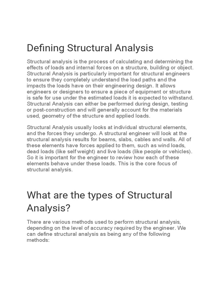 Types of Structure Analysis | PDF | Structural Analysis | Finite ...