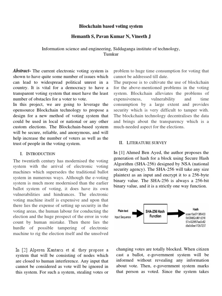Blockchain Based Voting System | PDF | Voting | Electronic Voting