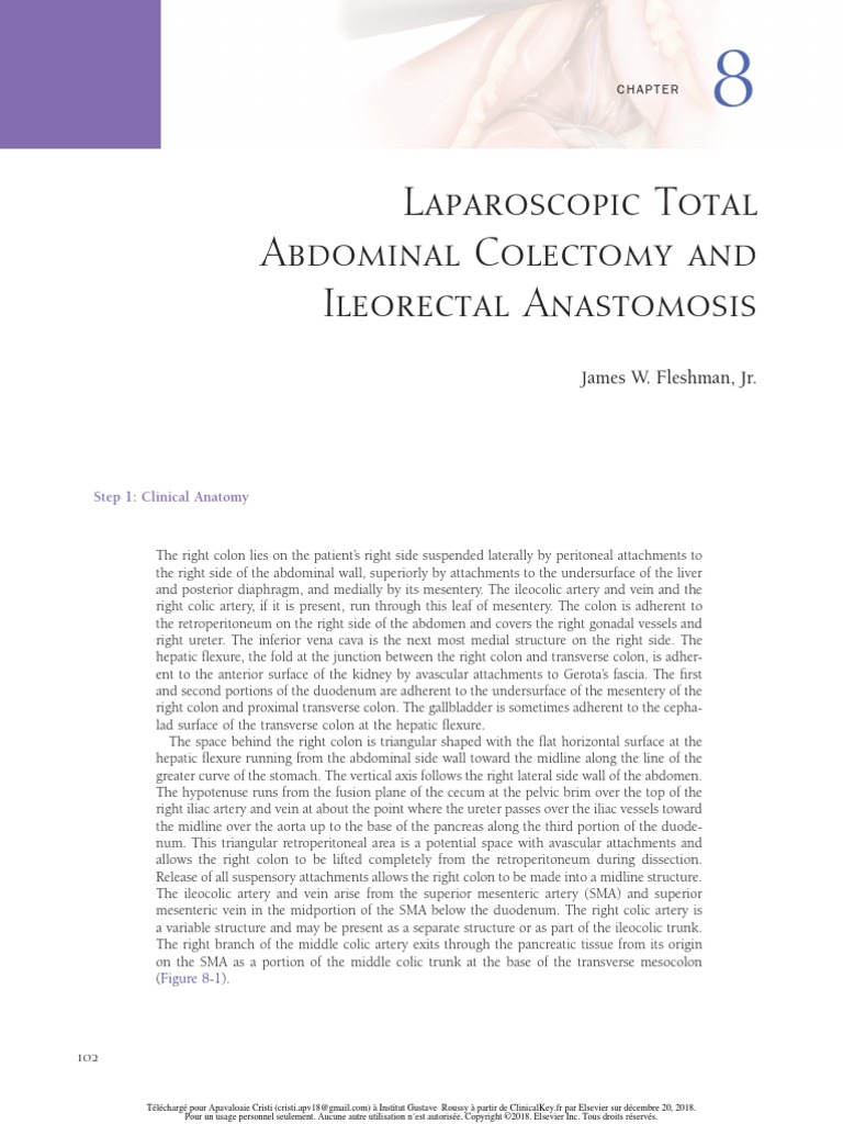 Laparoscopic Total Abdominal Colectomy And Ileorectal Anastomosis Pdf