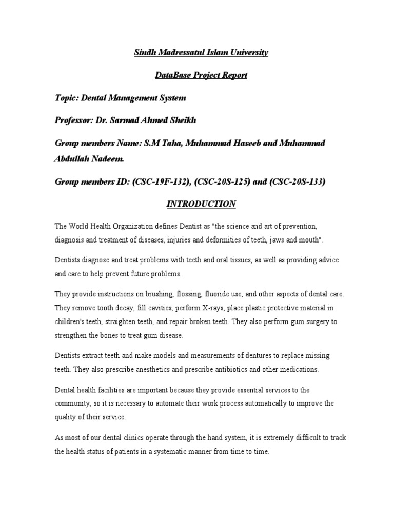 Dental Management System Overview | PDF | Oral Hygiene | Dentistry