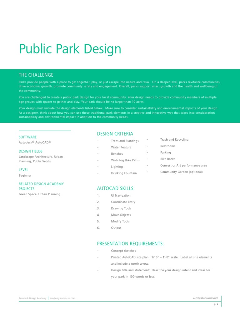 AutoCAD - Public Park Design | PDF | Parks | Design